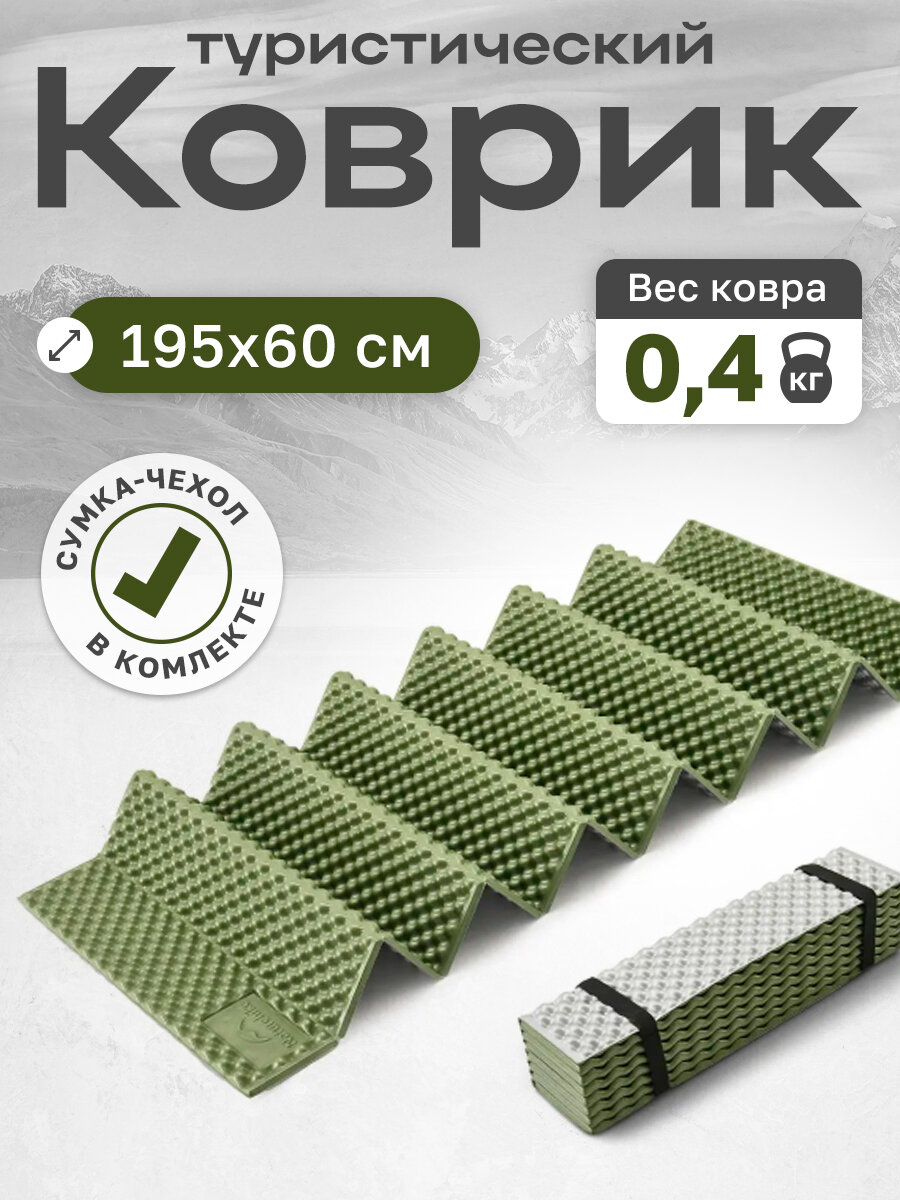 Коврик туристический Naturehike 195х60х1.8 см. IXPE, зеленый