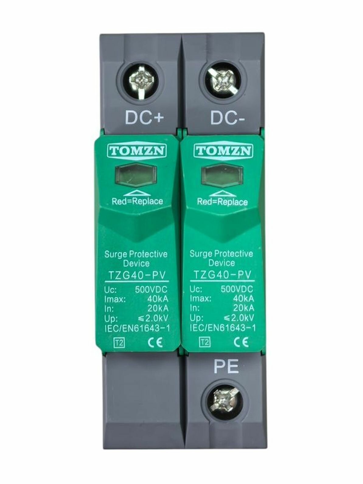 УЗИП постоянного тока SPD DC 500V 2P TOMZN GREEN