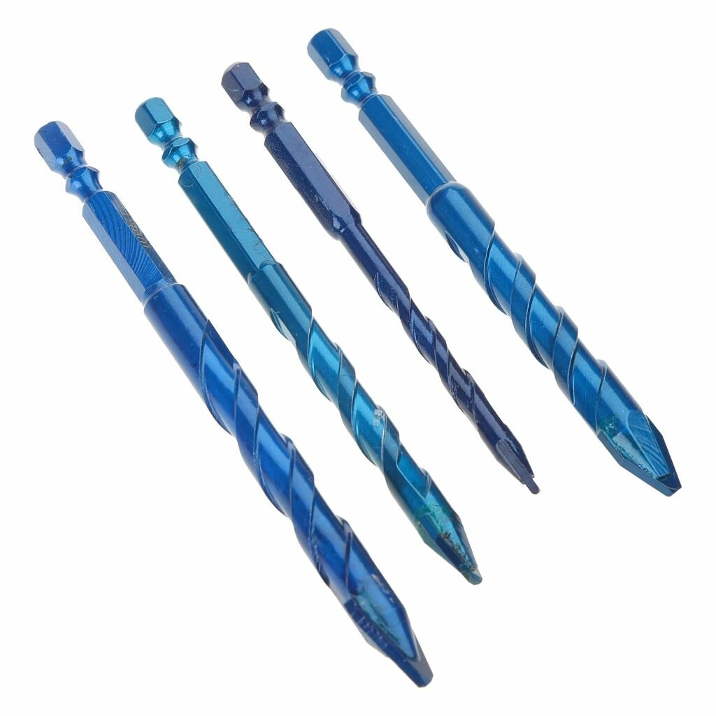 Набор инструментов 1 комплект из 4 многофункциональных изогнутых эксцентриковых сверл-синий