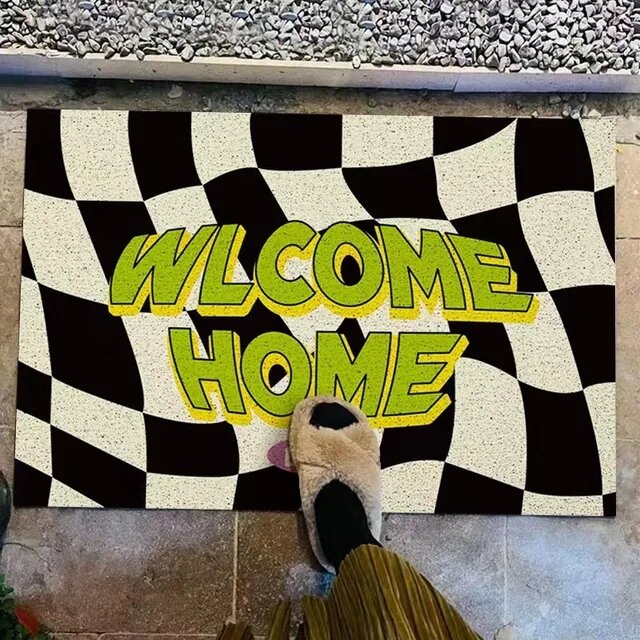 Ins шахматная доска с сеткой, приветственный входной коврик, противоскользящий напольный коврик из ПВХ, вход, крыльцо, прихожая, домашний декор, ковер для удаления пыли