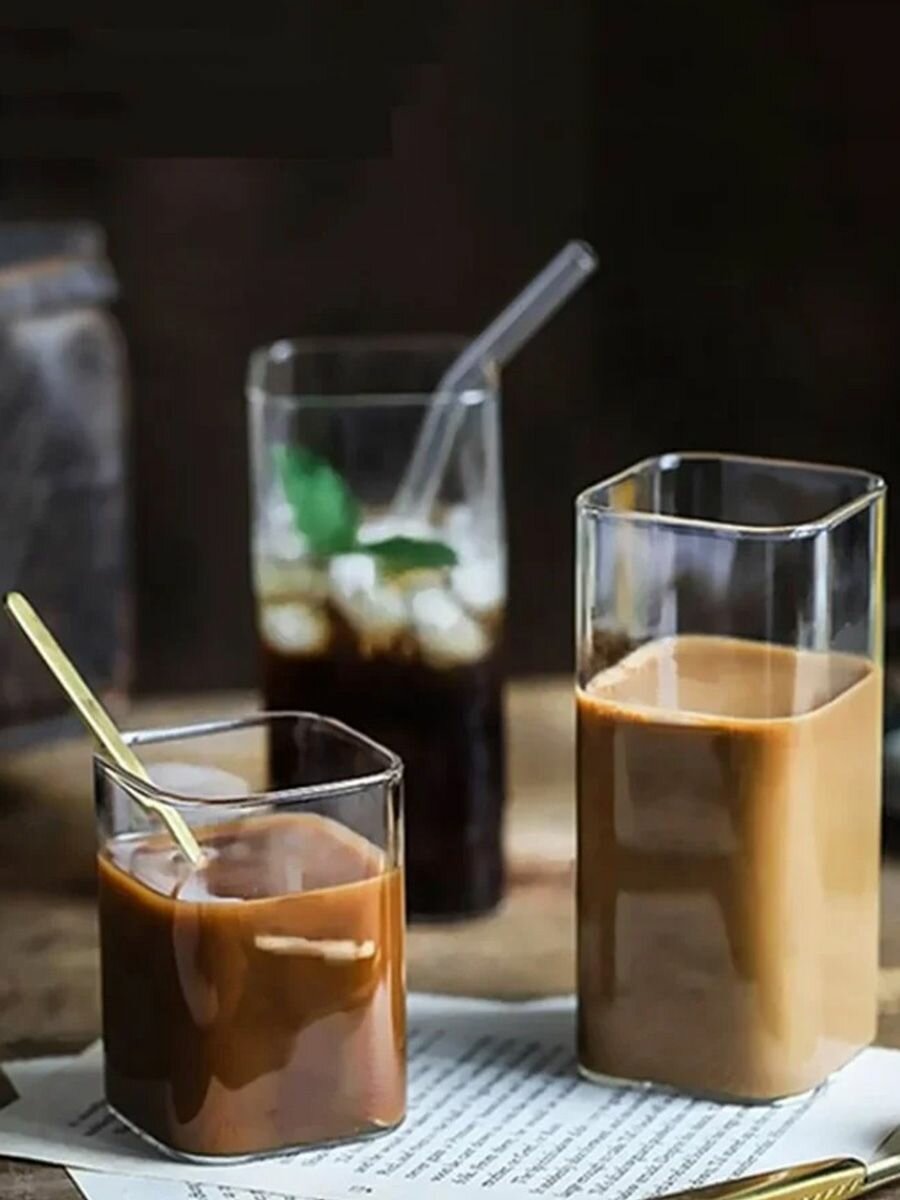 Квадратный стакан, чашка для кофе с молоком