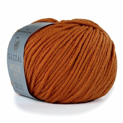 Пряжа Gazzal Wool 90 цвет 3668 (1 моток, 50г/90м) курага