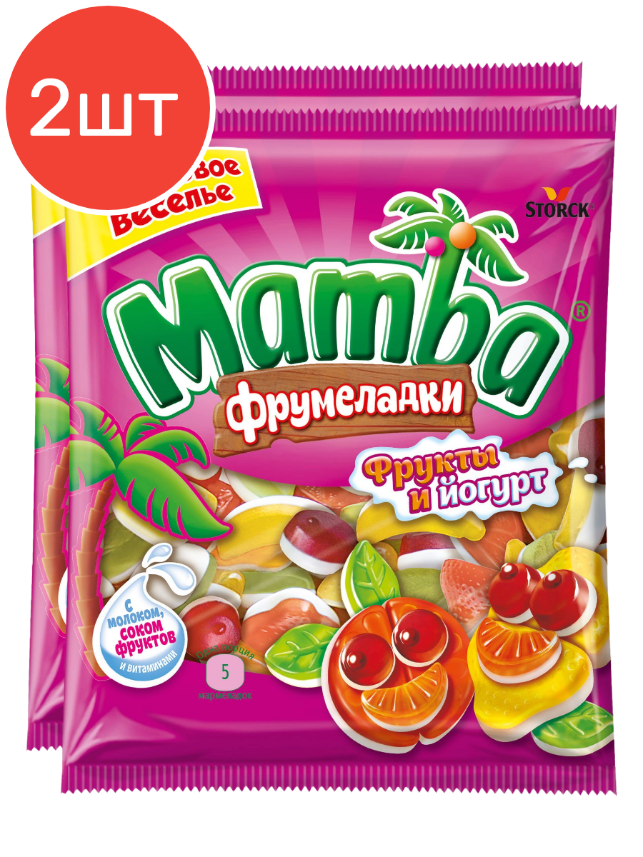 Жевательный мармелад "Mamba Фрумеладки" фрукты и йогурт 72гр 2шт