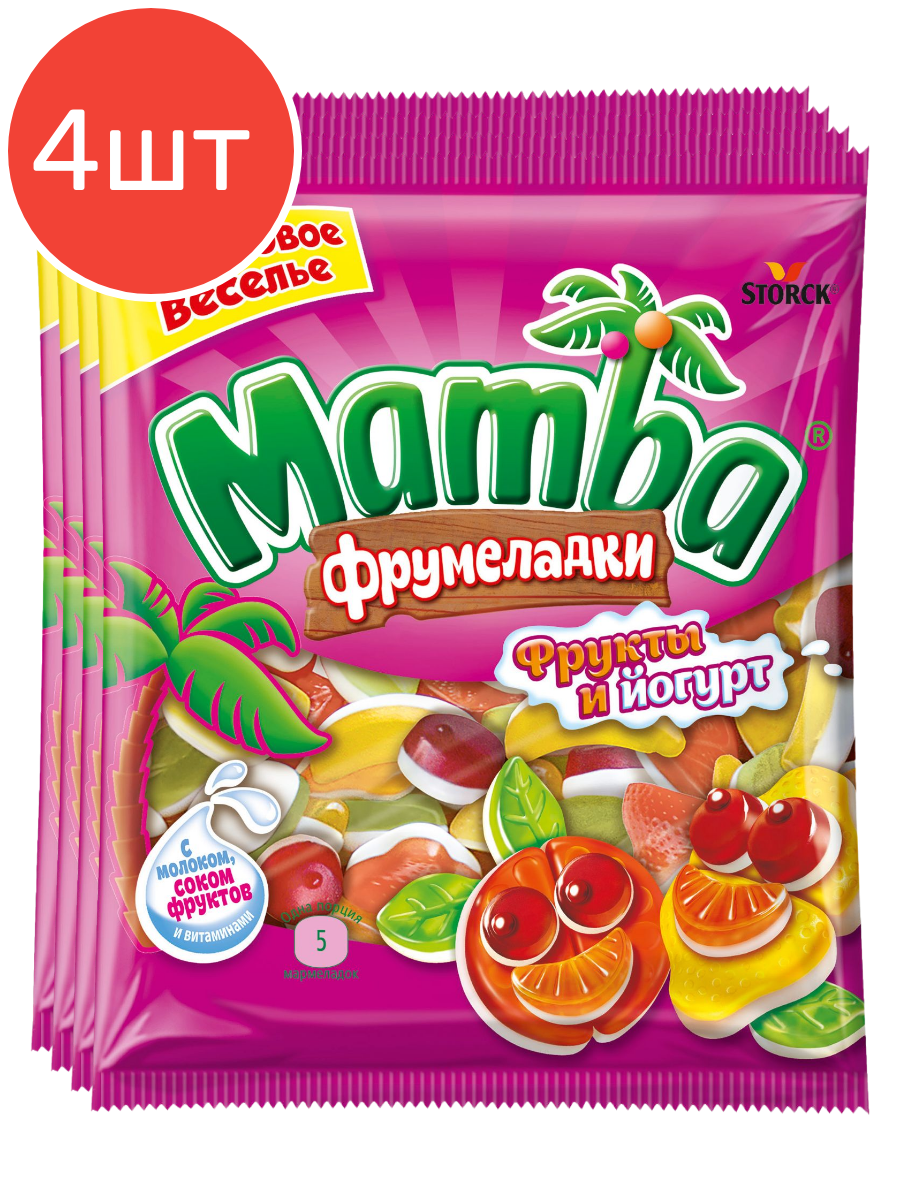 Жевательный мармелад "Mamba Фрумеладки" фрукты и йогурт 72гр 4шт