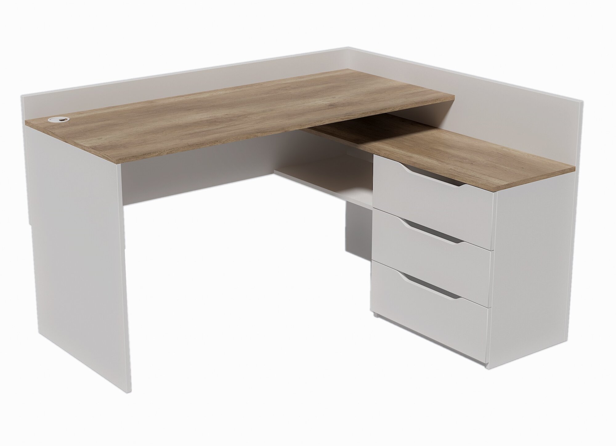 Компьютерный стол КСТ-1 (дуб каньон+белый)