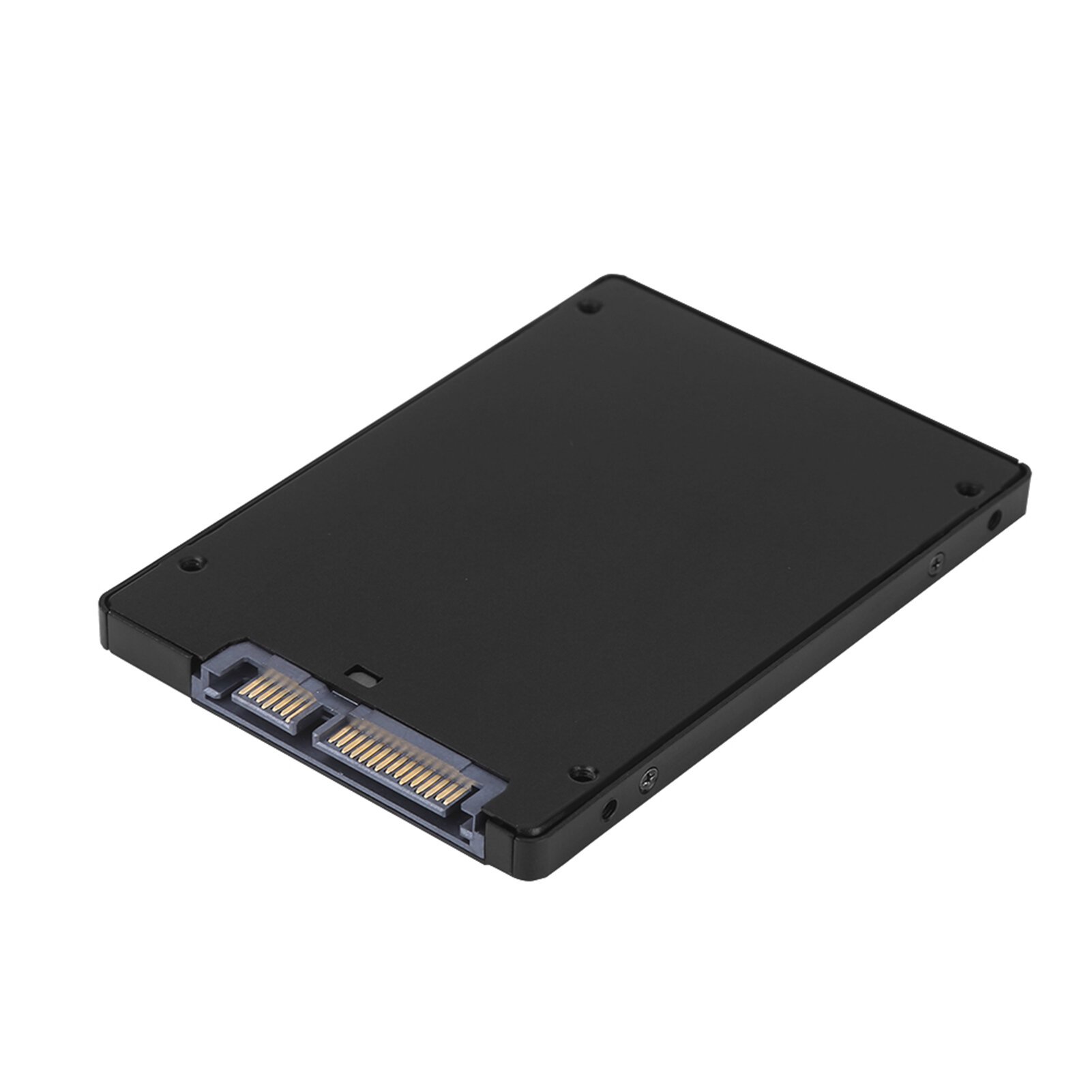 Конвертер адаптер mSATA в 2.5" SATA III для HDD SSD с алюминиевым корпусом, черный цвет, материал алюминиевый сплав, внешний интерфейс SATA III, внутренний интерфейс mini SATA, совместимый интерфейс 30*50 мм, размер 2.5", габариты approx. 100*70*7 мм,
