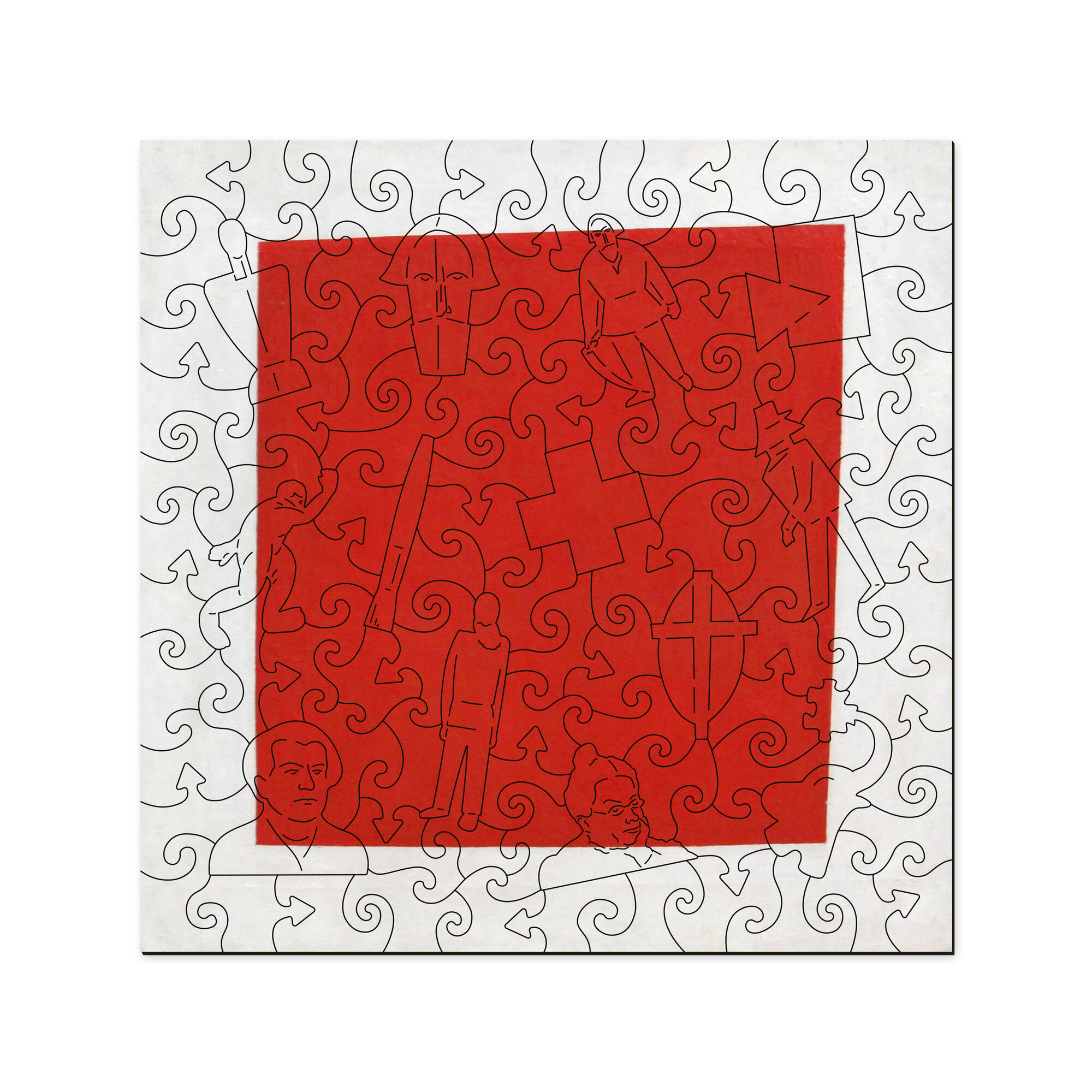 Деревянные пазлы/Малевич. Красный квадрат/настольная игра для взрослых и подростков