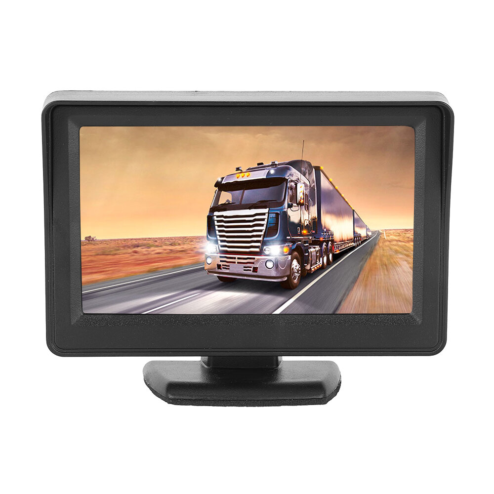 Ультратонкий 4.3-дюймовый автомобильный LCD монитор для камеры заднего вида с 2-мя AV входами, DC 9V-35V, 3W