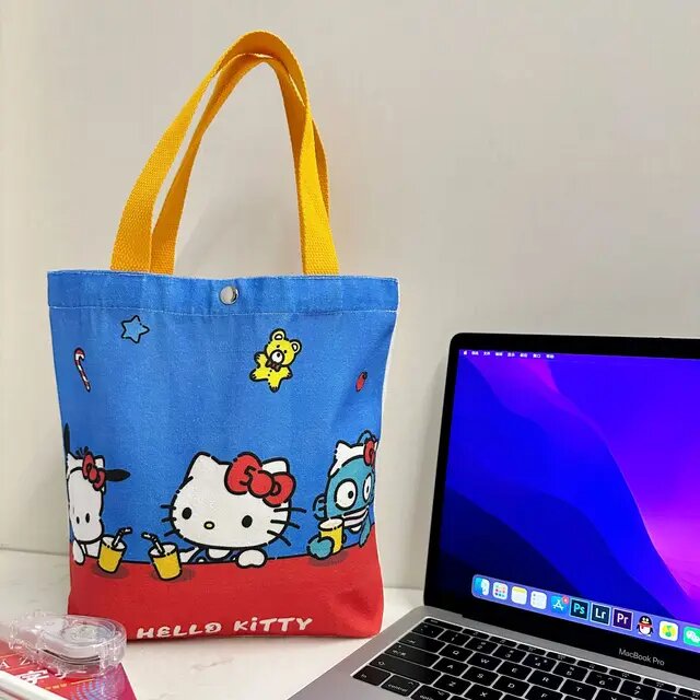 Холщовая Сумка На Плечо Hello Kitty, Портативная Сумка Для Покупок Большой Вместимости, Легкая Японская Аниме-производная Уни.