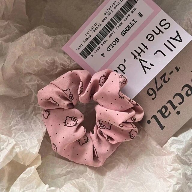 Sanrio, Hello Kitty кольцо для волос с большим кишечником Kawaii Kuromi Cinnamoroll, эластичная резинка для волос, украшение для конского хвоста