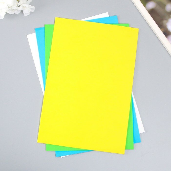 Фоамиран Астра "Астра" 1 мм, 20х30 см, ассорти цветов, 4 листа