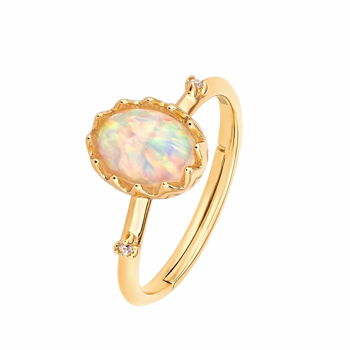 Кольцо, серебро, 925 проба, циркон, опал