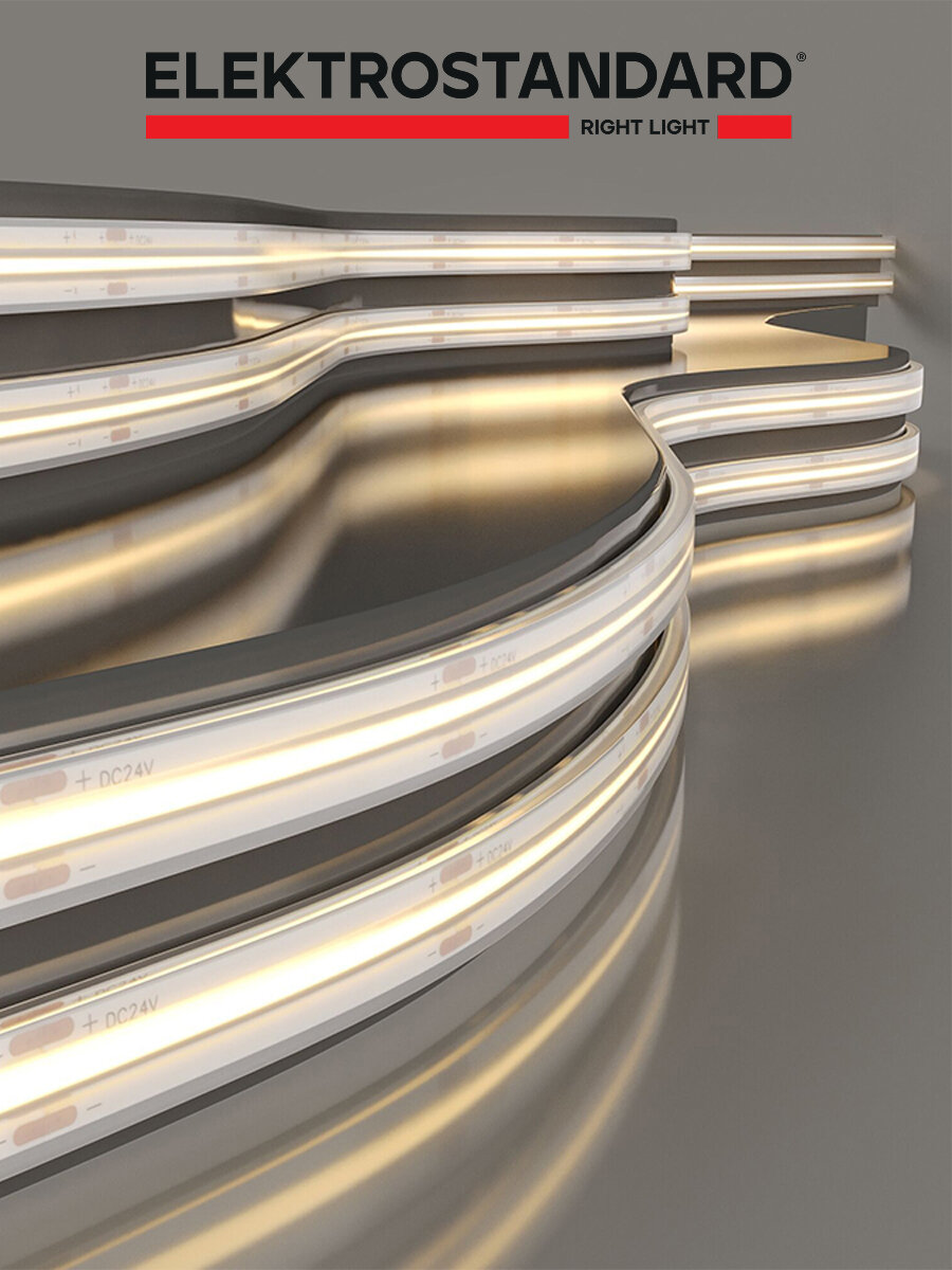 Влагозащищенная светодиодная лента Elektrostandard COB 24В 14Вт 480Led 3300K теплый белый свет IP68, 5 метров