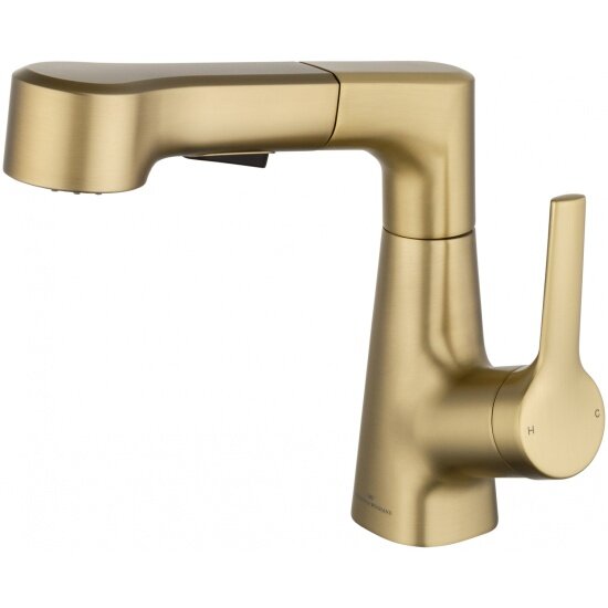 Смеситель для раковины Wonzon & Woghand с выдвижным изливом , Брашированное золото (WW-121B108-BG)