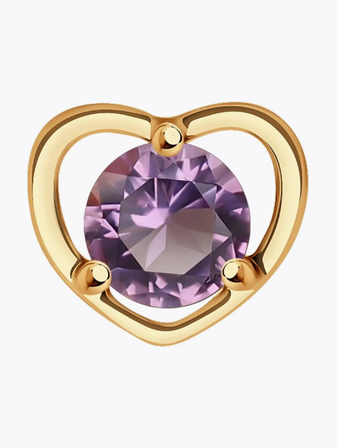 Подвеска, красное золото, 585 проба, аметист