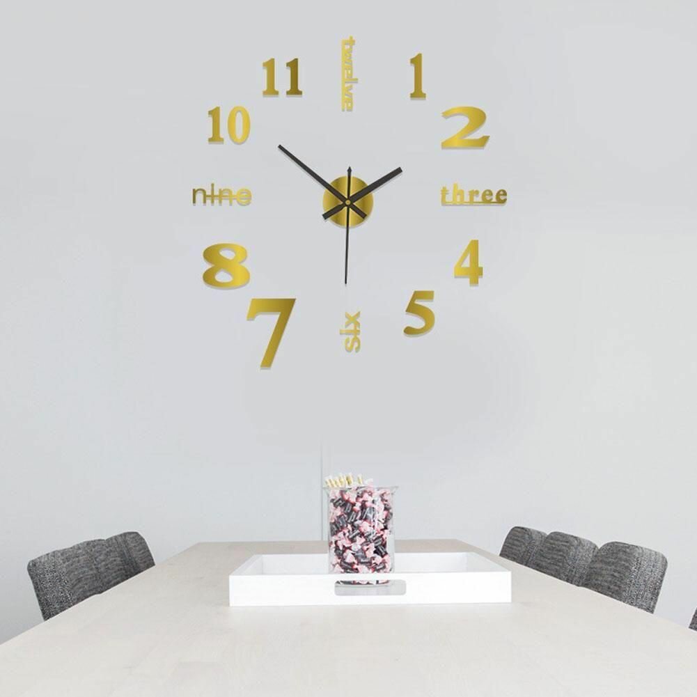 Безрамные DIY 3D зеркальные настенные часы для домашнего офиса Декор