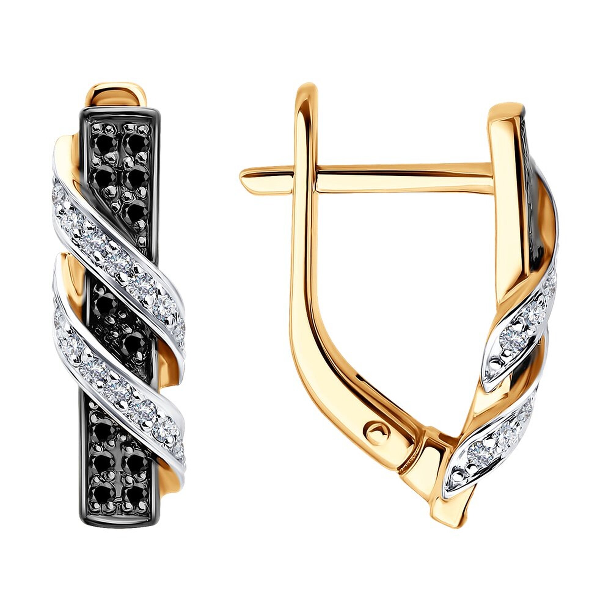 Серьги, красное золото, 585 проба, бриллиант