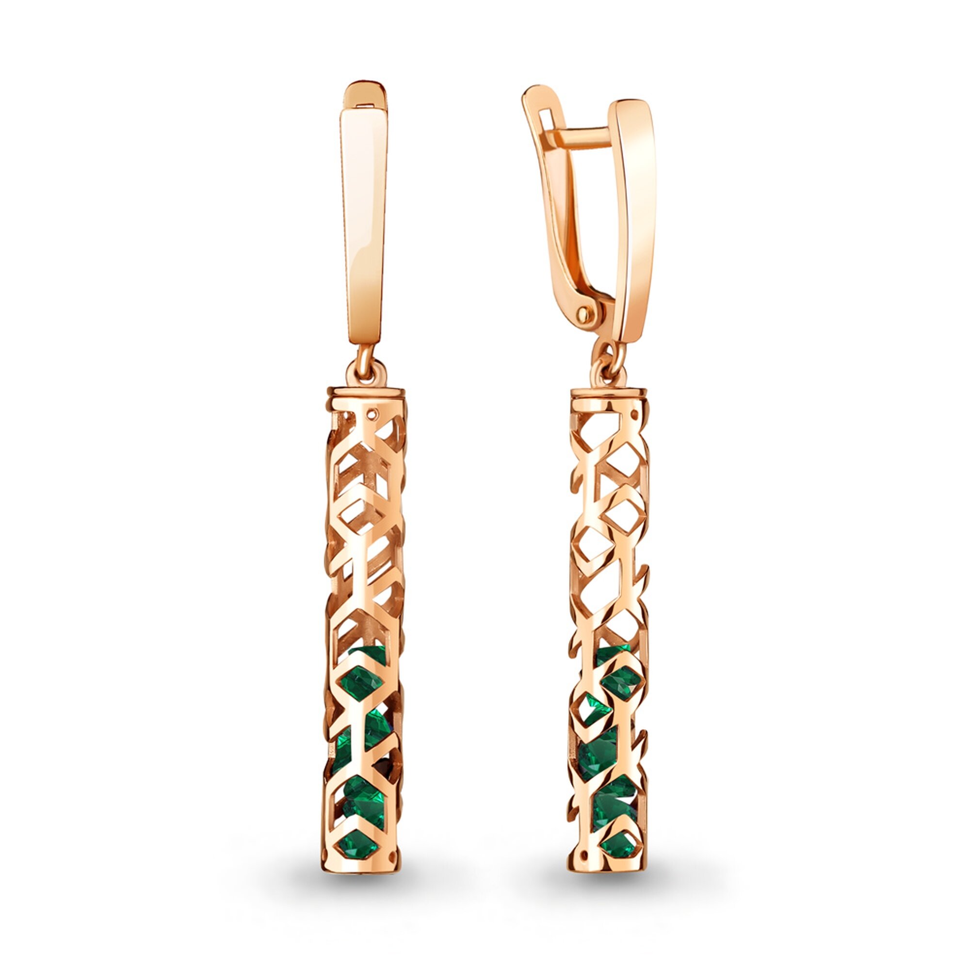 Серьги, серебро, 925 проба, золочение, кристалл