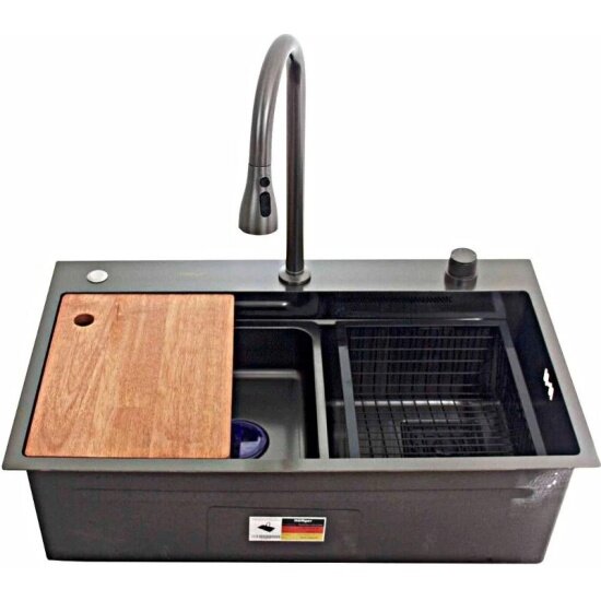 Мойка для кухни Hoffger Wasserfall HFG-6846 (HFG-6846-2B+W) Чёрный