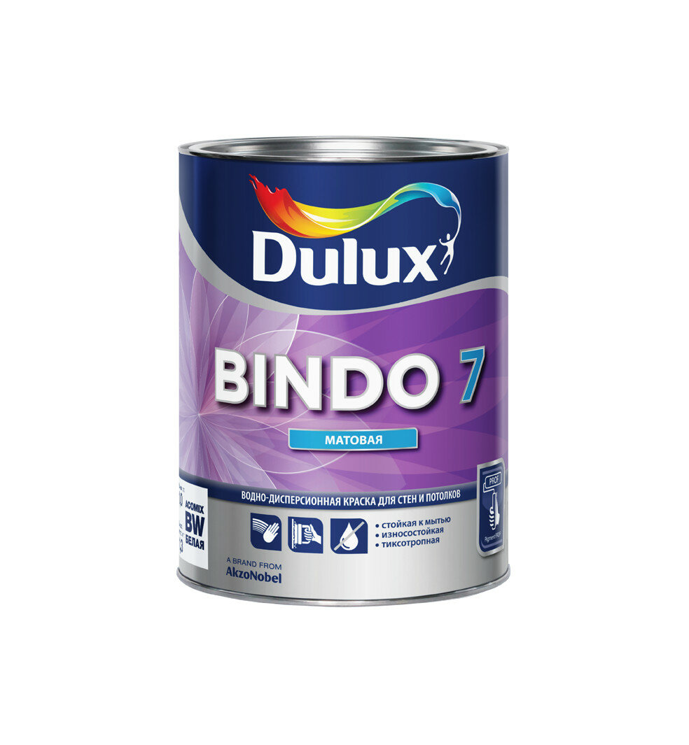 Краска матовая DX BINDO 7 BC для стен и потолков 0,9 л с ровным декоративным покрытием