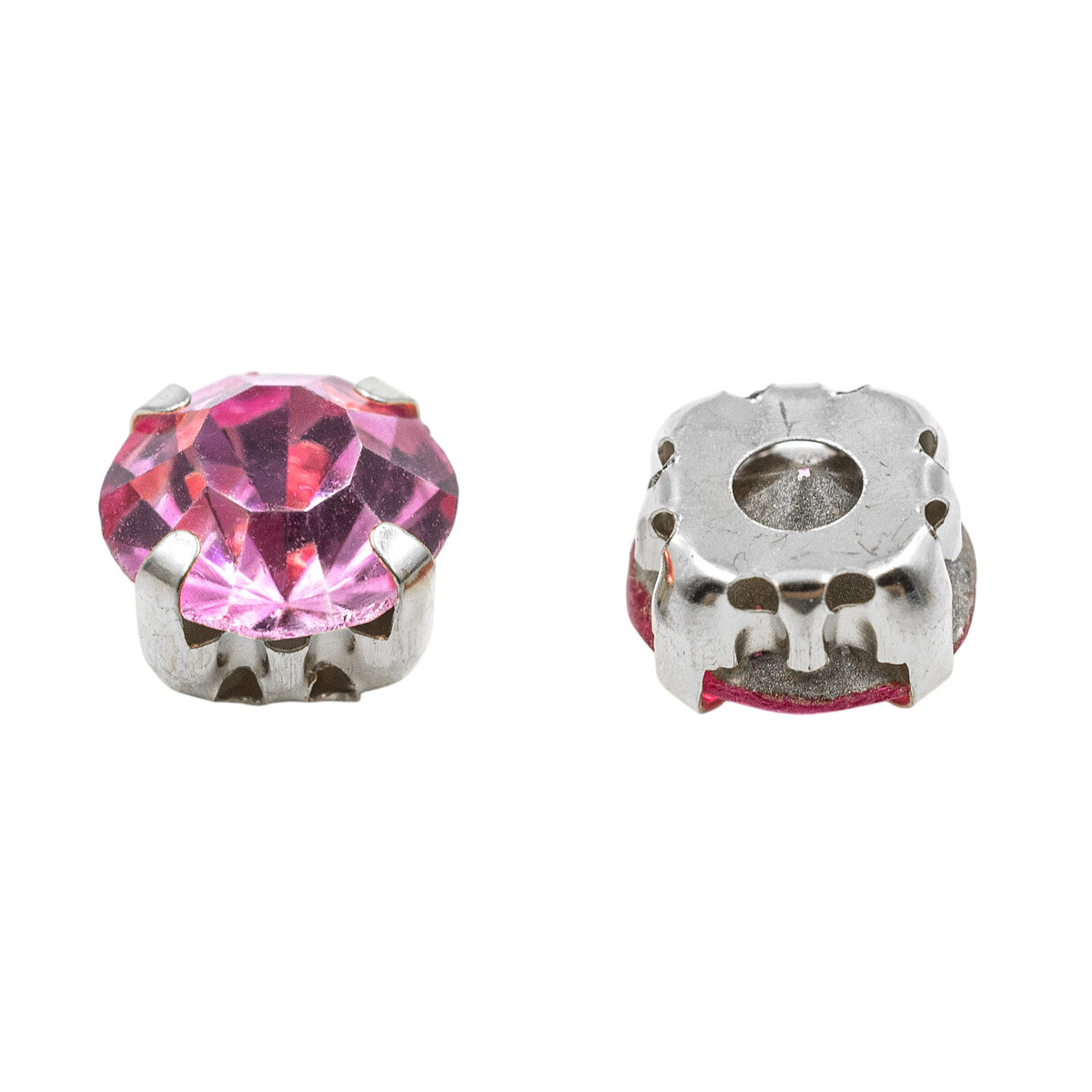 Хрустальные стразы в цапах круглые 8 мм, серебро, Astra&Craft, 4AR167/168 (06 светло-розовый), 20 шт