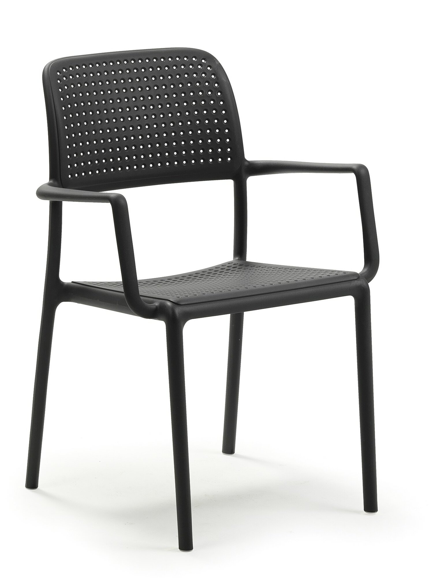 Стул пластиковый для кухни Bora, Италия, садовый, для дачи и балкона, с подлокотниками, Nardi, цвет антрацит
