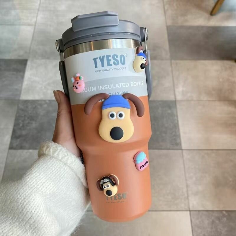 Теплая чашка, стиль "апельсин-900мл + наклейка для собаки (1 большая и 2 маленькие)"