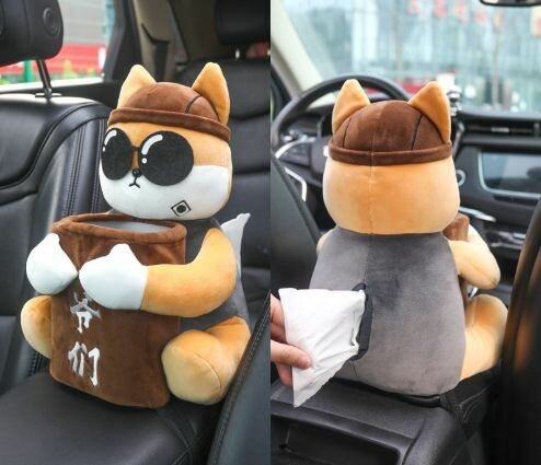 Коробка для салфеток Plush Puppy, 2-в-1 с мусорным баком, аксессуары для дизайна интерьера автомобиля