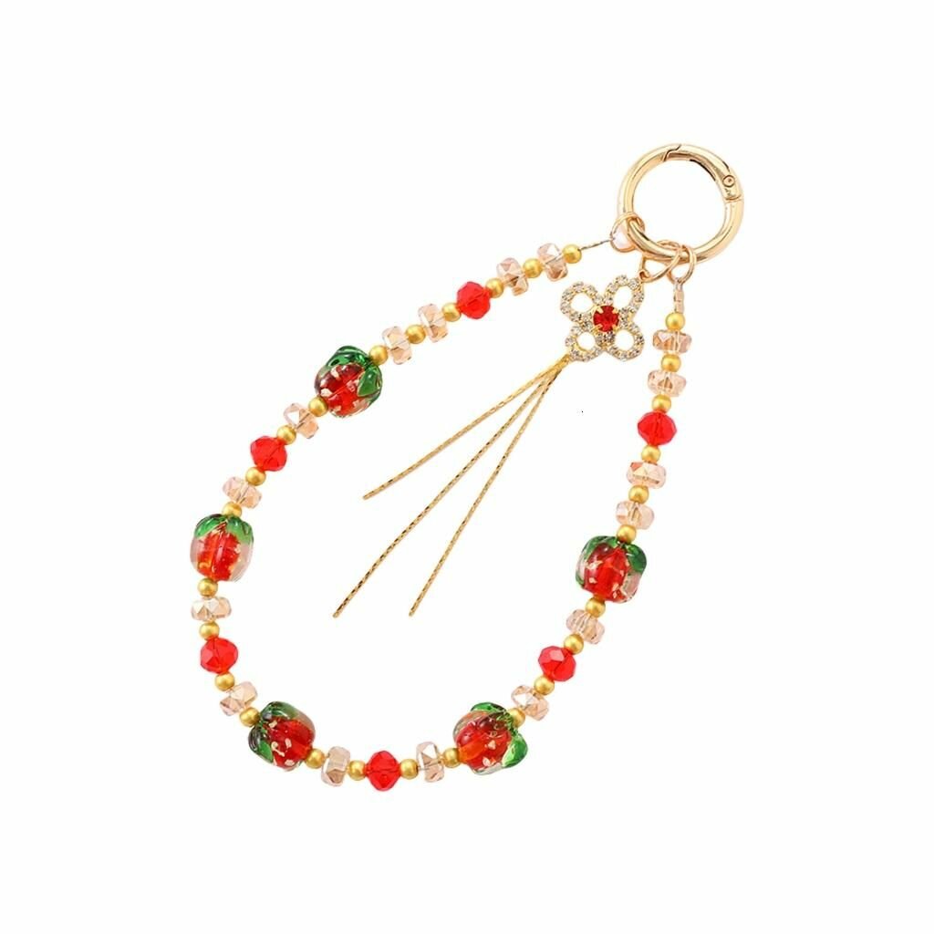 Шнурок для телефона, Подвеска с кисточкой из четырехлистного клевера, короткая подвеска для багажа, цепочка мобильного телефона на запястье-красный