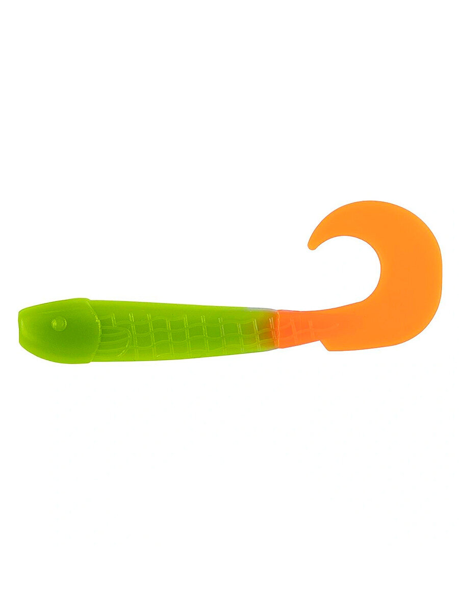 Твистер Helios Long Hybrid 3,55"/9,0 см Lime & Orange 7шт. (HS-15-020)