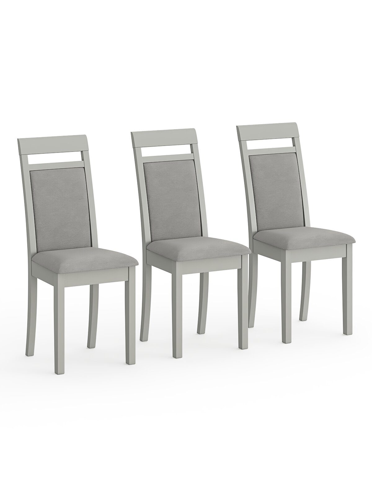 Три стула массив тканевое сиденье Мебель--24 Гольф-12, серый, обивка велюр серый 63, 40х40х100 см.