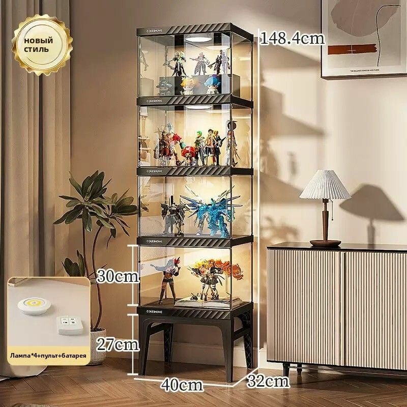 Шкаф-витрина для кухни и гостиной, 4032148 см, узкий напольный стеллаж с стеклянными дверцами, угловой дисплей-стеллаж для посуды и декора, компактная мебель для хранения