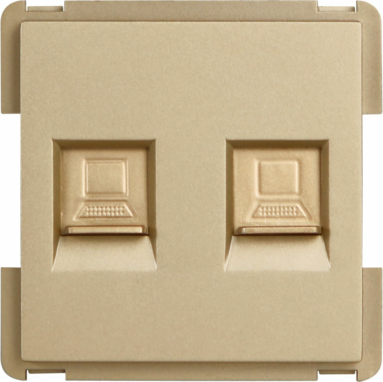 Механизм розетки интернет RJ-45, DualCat5E, цвет золотой