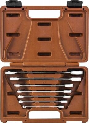 935007 Набор ключей гаечных комбинированных трещоточных SNAP GEAR, 8-19 мм, 7 предметов Ombra