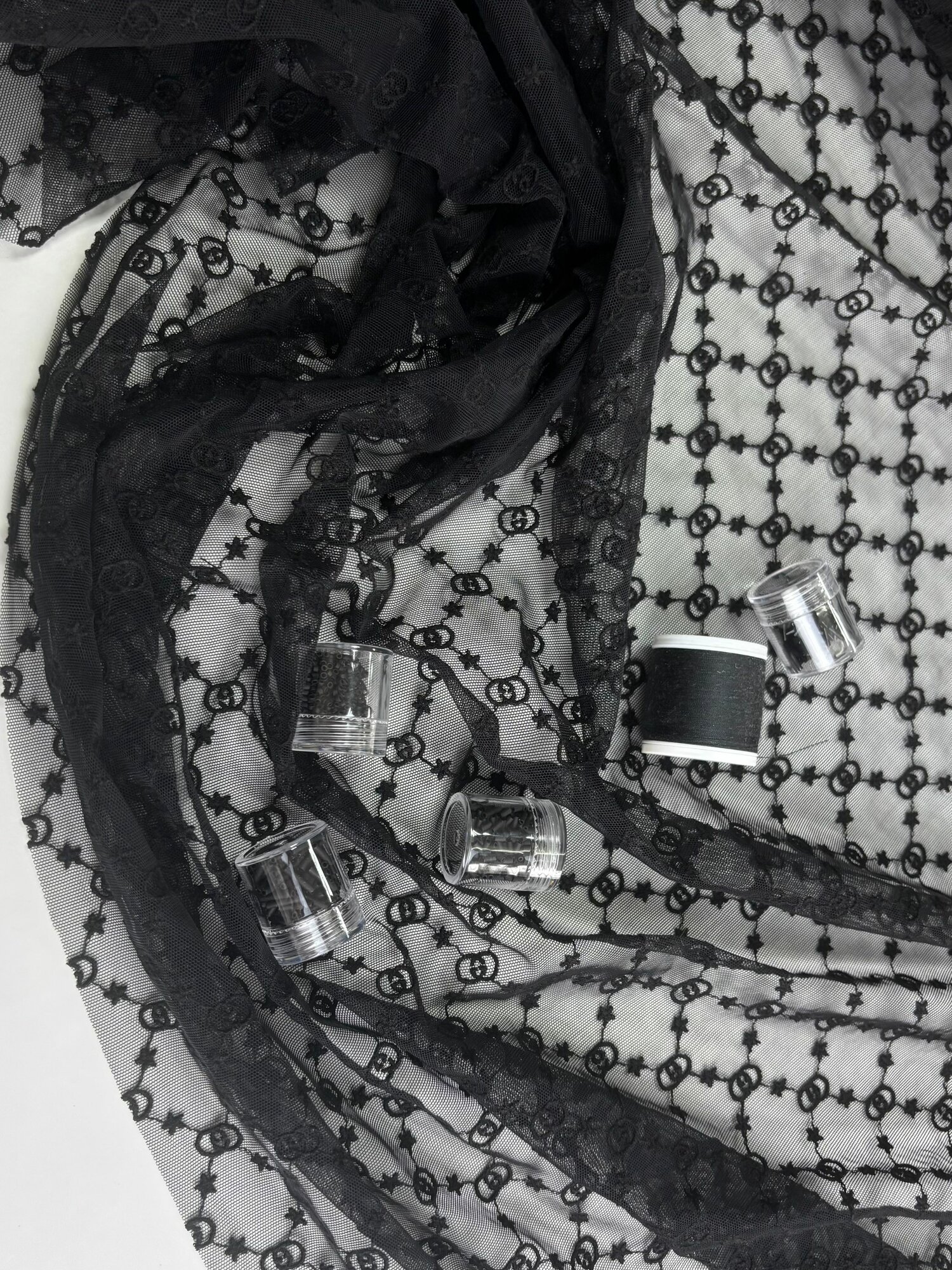 Биэластичная сетка с вышивкой/полиэстер 100%/180 см *127 см/Италия