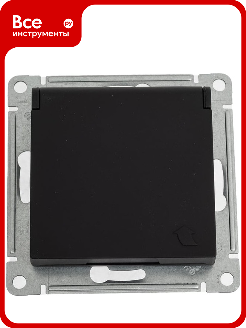 Розетка Systeme Electric ATLASDESIGN, с заземлением, механизм, карбон, ATN001046, из качественного, 250 В