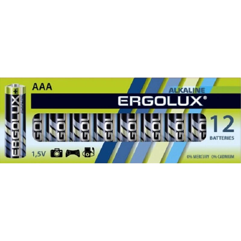 Батарейка Ergolux AAA/LR 03 Alkaline BP-12 (LR 03 BP-12, 1.5В)(12 шт в уп.)
