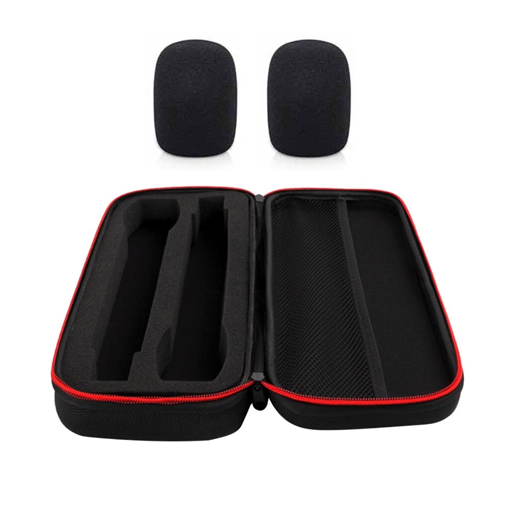 Чехол для беспроводного микрофона, коробка хранения, двойной ручной микрофон, дорожный аксессуар с ветровым стеклом пения караоке, вечерние аксессуары