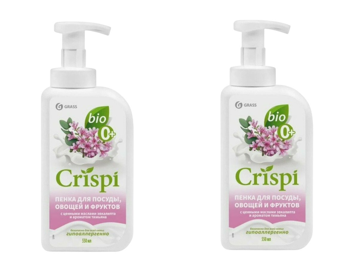 Пенка для мытья посуды GraSS CRISPI с ценными маслами эвкалипта и ароматом тимьяна, 550 мл,2 шт