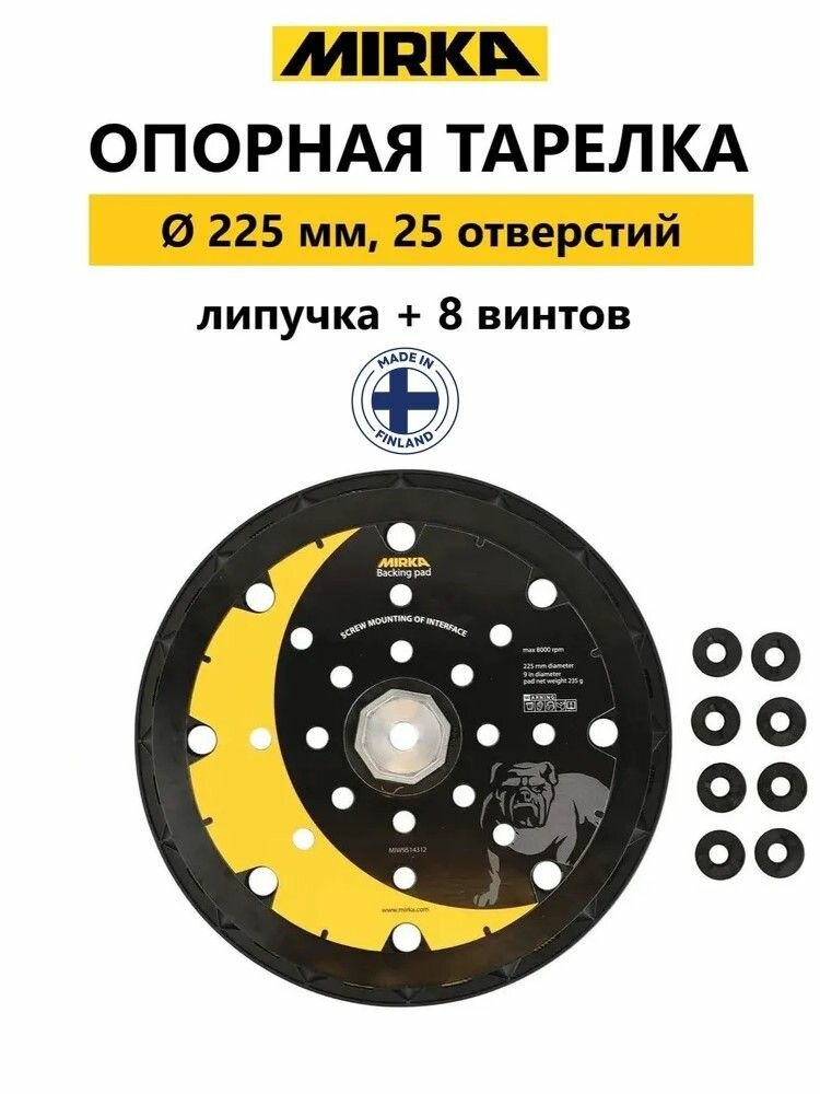 Mirka Шлифовальная подошва 225 мм для LEROS, жесткая, липучка + 8 винтов (MIW9514312)