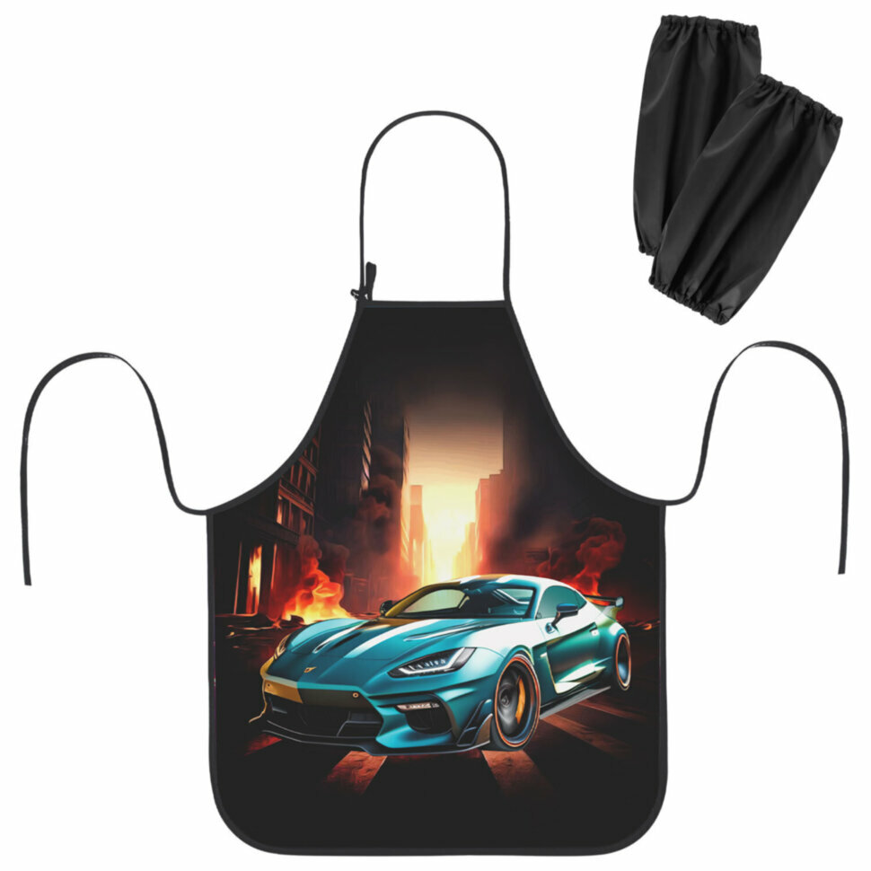 Фартук с нарукавниками для уроков труда юнландия, регулировка по росту, 46х54 см, "Fire car", 273768, 273768