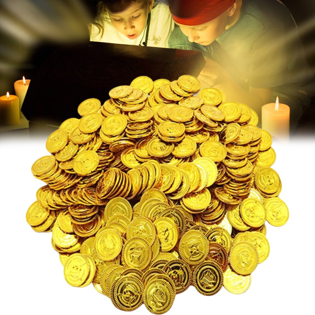 100 шт, детские игрушки с пиратскими сокровищами, игровой реквизит для охоты за сокровищами, прочный многоразовый симулятор монеты