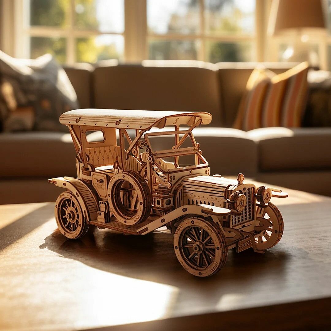 Деревянный конструктор Винтажная модель автомобиля 1910-х Robotime Vintage Car 3D