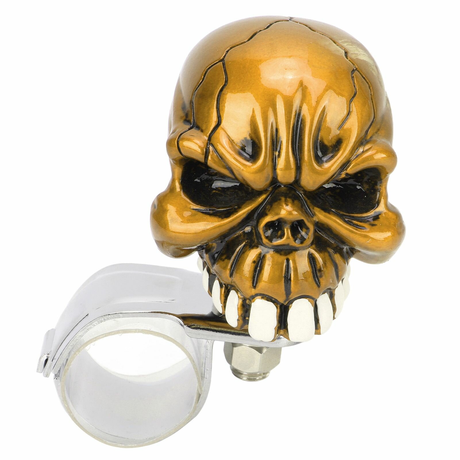 Ручка рулевого колеса в форме черепа, универсальная ручка питания для автомобилей, грузовиков, тракторов, лодок, желтого цвета