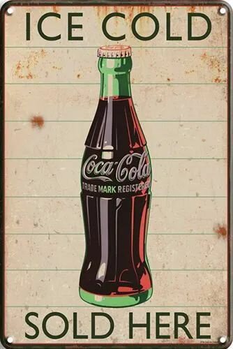 Реклама Coca-Cola, Жестяная табличка, Барный фон, домашний декор,30*20