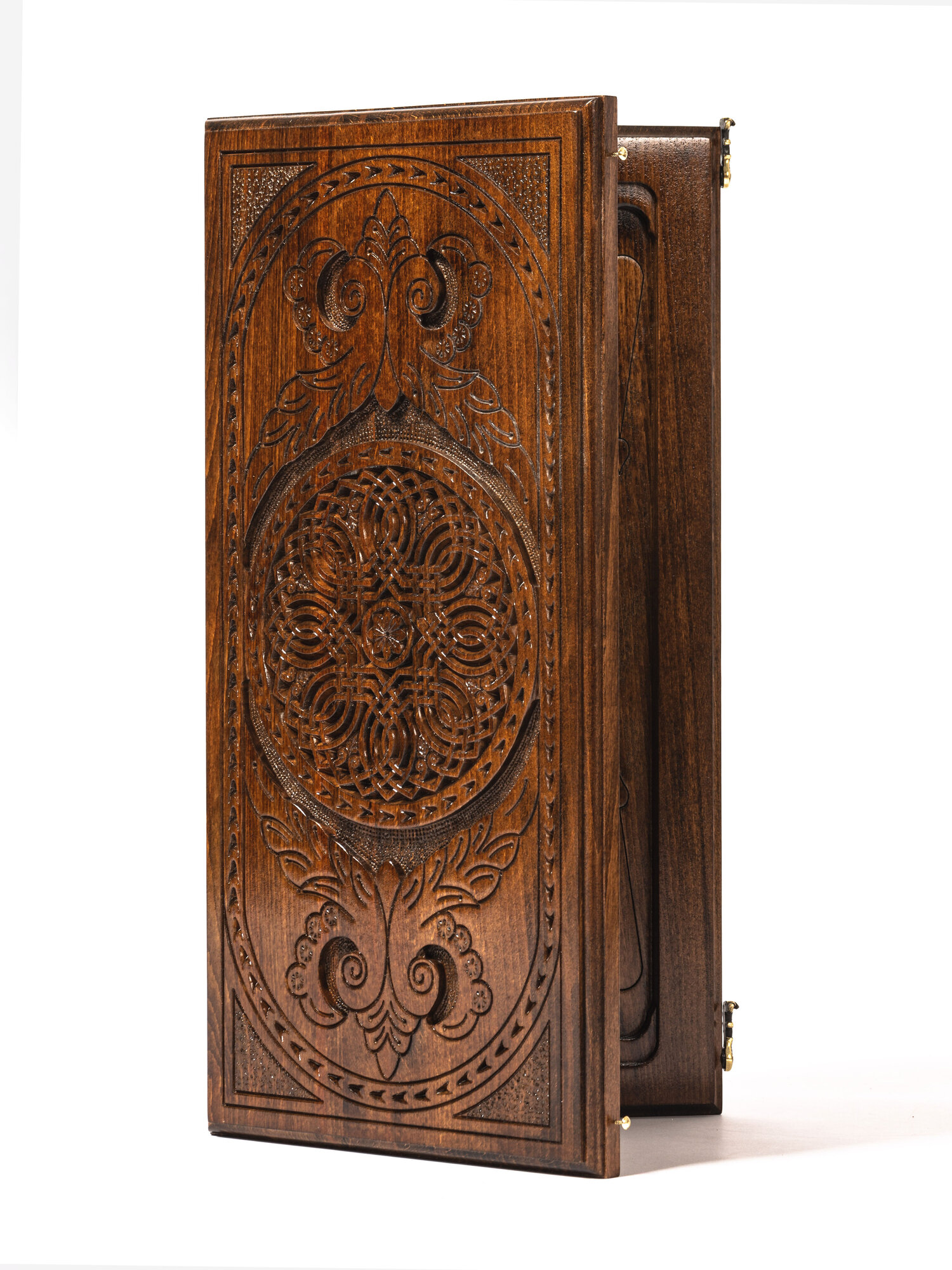 Нарды деревянные Орнамент из массива бука 50 см ручной работы в чехле