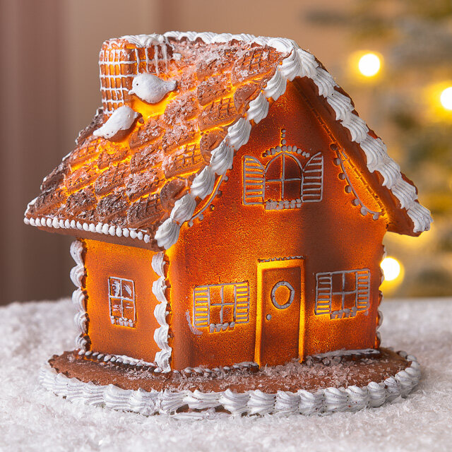 Пряничный Домик с подсветкой Ginger Wonders 13 см, Winter Deco, 1001114