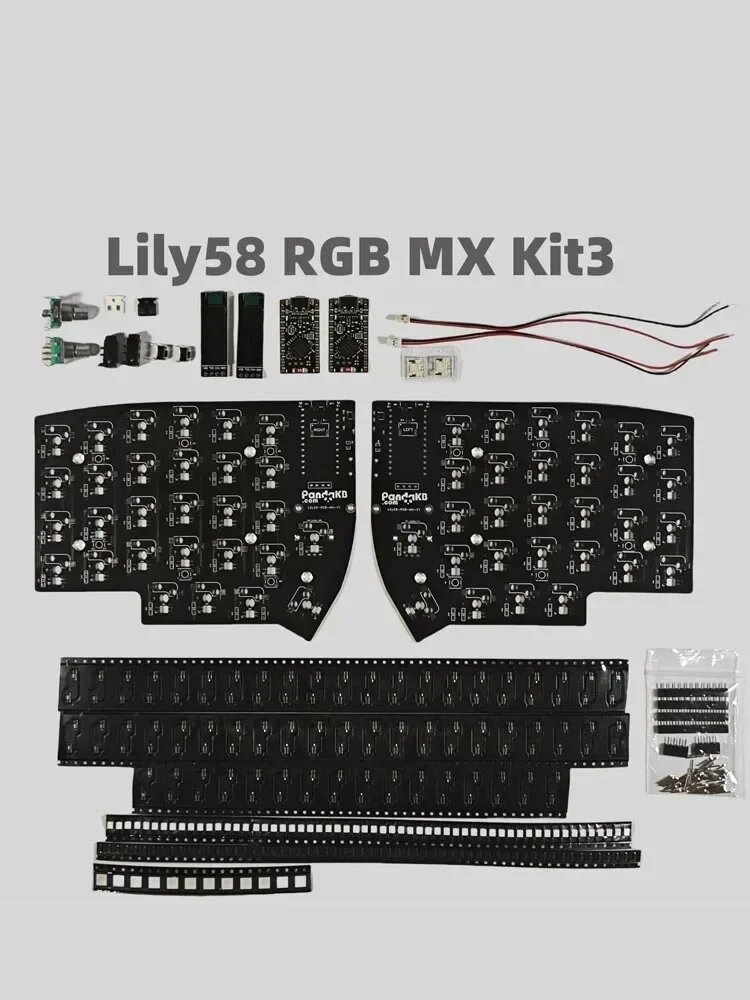 Беспроводная разделенная механическая клавиатура Lily58 no switch no keycaps, lily58 kit3