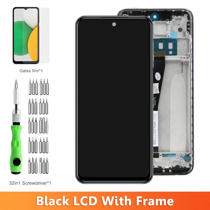 6,67 "для Xiaomi Redmi Note 9 Pro ЖК-дисплей с цифровым преобразователем сенсорного экрана для Redmi Note 9S, запасные части для дисплея, 100% тестирование Black with Frame