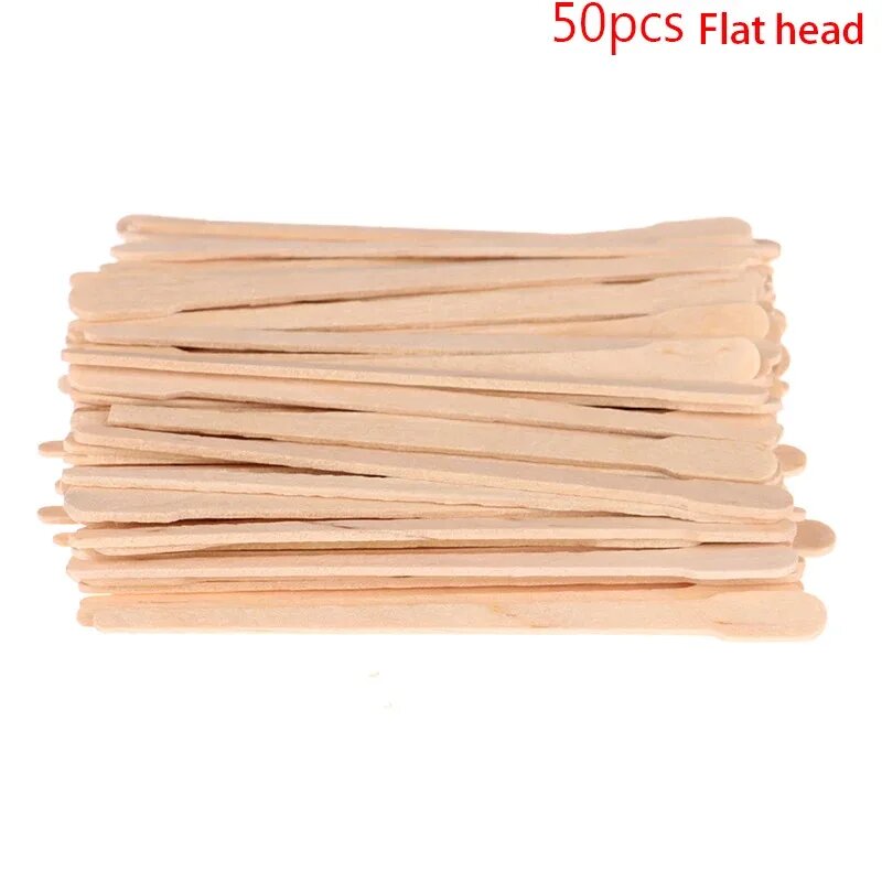 Деревянные шпатели для восковой эпиляции 50pcs Flat head